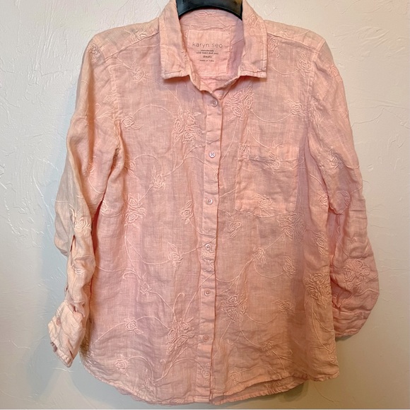 Karyn Seo | Tops | Karyn Seo Delilah Vintage Tonal Embroidered Rolltab ...